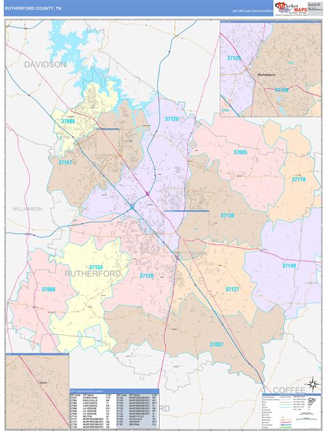 Rutherford County Tn Wall Map Premium Style By Marketmaps Images And