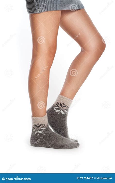 Fwmale Legs In Woolen Socks Stock Image Image Of Relax Happy 21754487