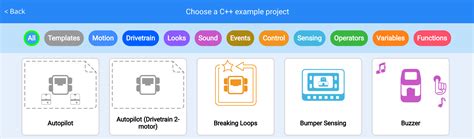 Using Vexcode Iq C Example Projects And Templates Vex Library