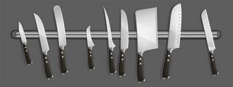 Magnetic Holder With Kitchen Knives Chef Hatchets 14071215 Vector Art