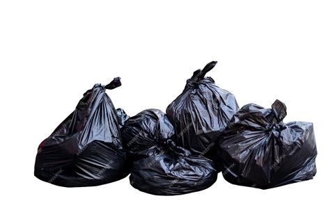 Premium Photo Group Of Black Plastic Garbage Bag Isolated On White Background With Clipping