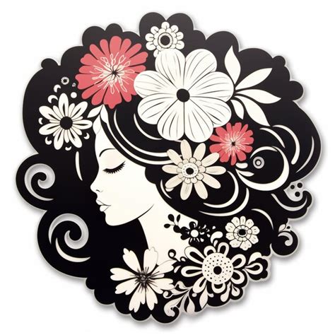 Premium Photo There Is A Woman With A Flowered Hair And A Flowered Hat Generative Ai