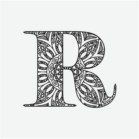 Coloring Book Floral Ornamental Alphabet Initial Letter C Font Vector