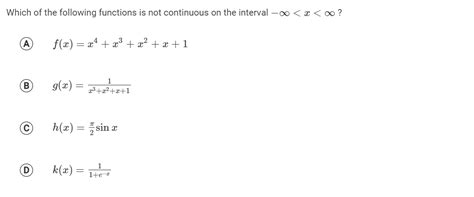Solved Which Of The Following Functions Is Not Continuous On Chegg