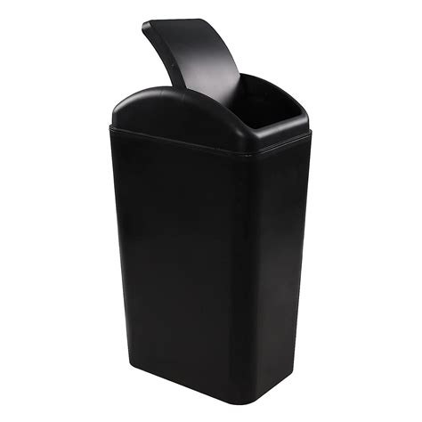 Hespama 14 L Slim Trash Can With Swing Lid Plastic Kitchen Garbage Bin Black Amazon Ca