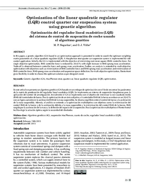 Optimization Of The Linear Quadratic Regulator Lqr Control Quarter