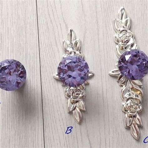 Purple Glass Crystal Knobs Dresser Knob Drawer Knobs Pull Etsy
