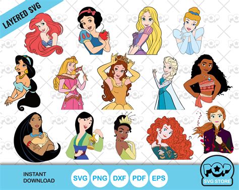 Disney Princesses Cliparts Bundle Svg Cutting Files For Cricut