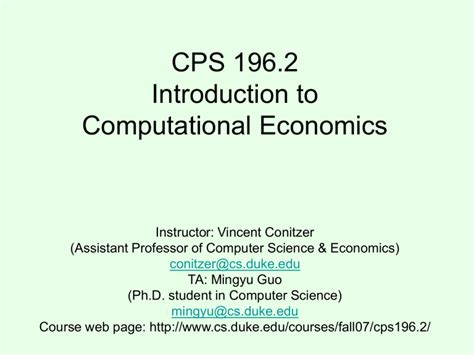 Cps 1962 Introduction To Computational Economics
