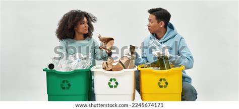 Black Girl Asian Man Sorting Garbage Stock Photo 2245674171 Shutterstock