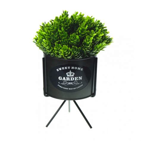 Flori Decorative Artificiale In Ghiveci Metalic Cu Suport Pe 3 Picioare