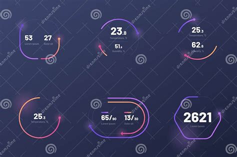 Set With Collection Of Indicator Template Dashboard Ui And Ux Kit Stock Vector Illustration