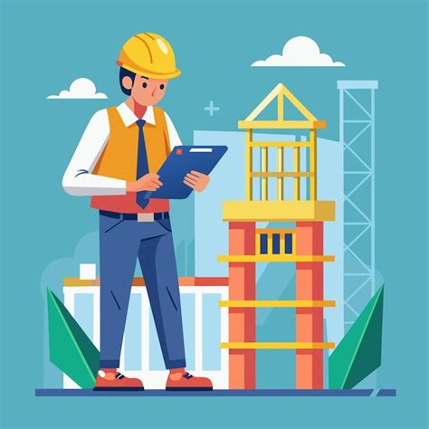 Premium Vector Design A Flatstyle Structural Engineer Inspecting A