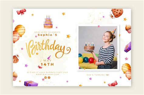 케이크와 함께 생일 배너 무료 벡터