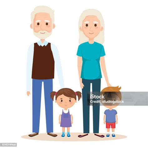 손자와 귀여운 할아버지 부부 손자에 대한 스톡 벡터 아트 및 기타 이미지 손자 손자 손녀 조부모 Istock