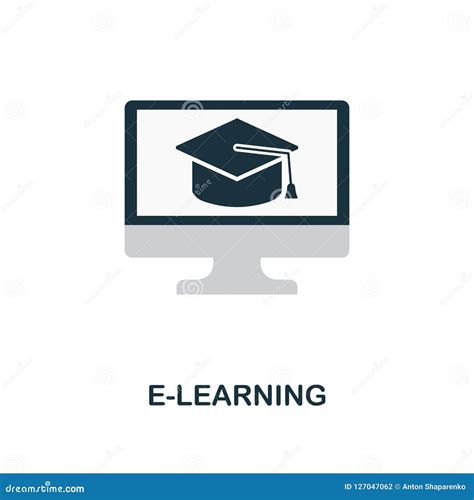 E Learning Flat Icon Monochrome Style Design From Online Education