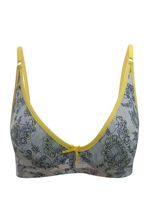 Buy Cotton Non Padded Non Wired Printed Bra In Grey Online India Best