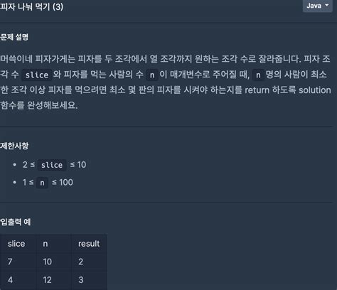 피자 나눠 먹기 Java