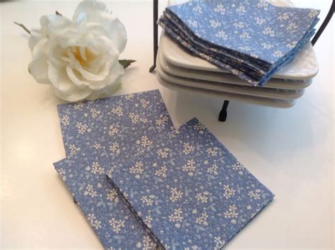 Light Blue And White Cocktail Napkins Appetizer Napkins