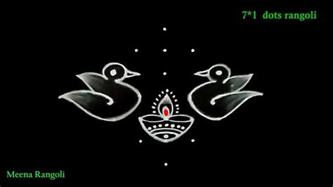 Diya Rangoli Design With Birds Vilakku Kolam Deepam Muggulu