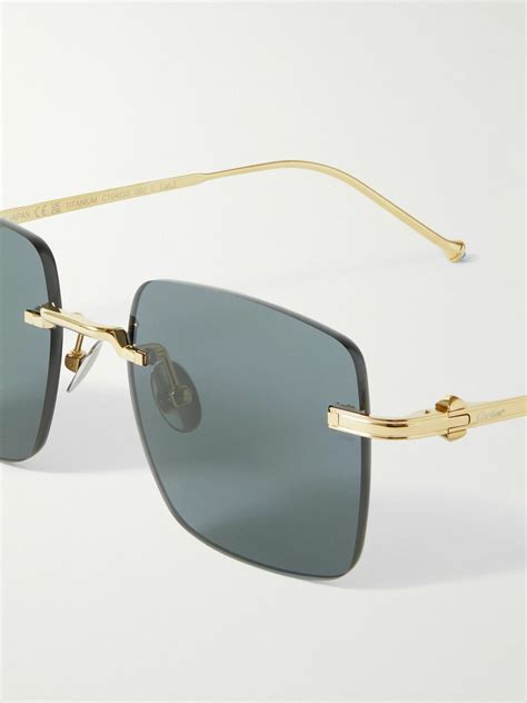 Cartier Eyewear Frameless Gold Tone Sunglasses Cartier