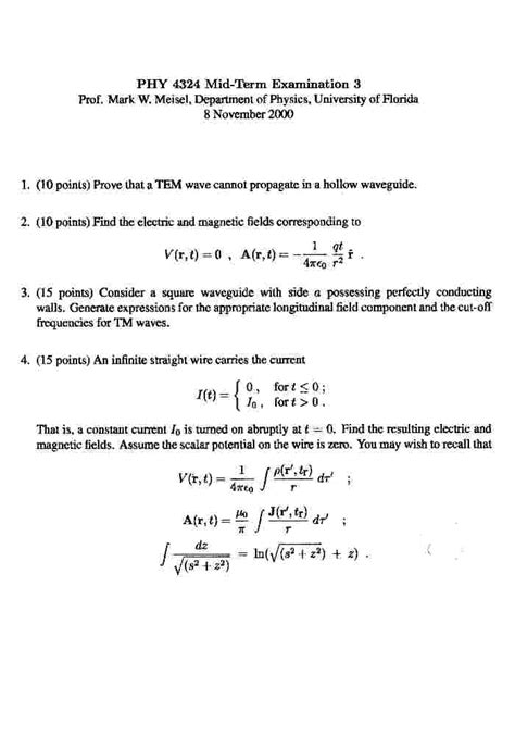 Phy 4324 Electromagnetism Ii