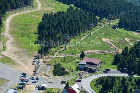 Luftaufnahme Jachymov Sankt Joachimsthal Seilbahn Am