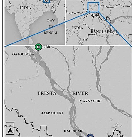 Map Showing Two Collection Spots Of Barilius Barna From The Teesta
