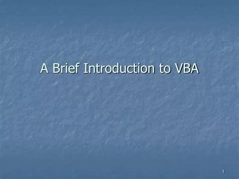Ppt A Brief Introduction To Vba Powerpoint Presentation Free Download Id1779982