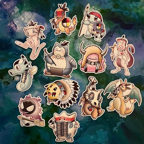 Native American Pokémon Sticker Pack Of 12 Collectible Stickers