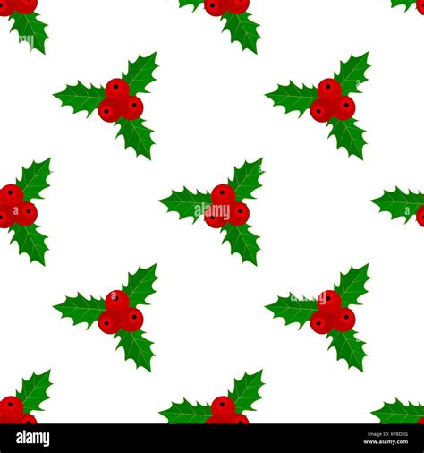 Christmas Holly Seamless Pattern Stock Vector Image And Art Alamy