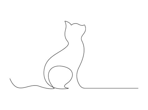 Premium Vector Continuous One Line Drawing Of Cute Cat Isolated On White Background Vector