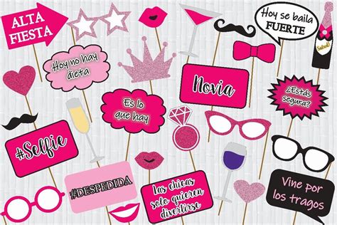 Kit Imprimible Despedida De Soltera Photo Props Glitter