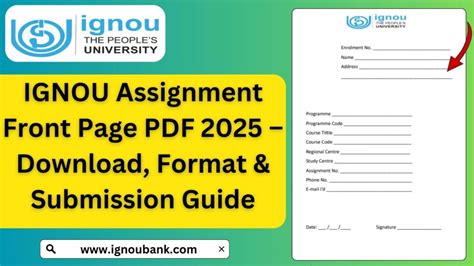 Ignou Assignment Front Page Pdf 2025 Download Format And Submission Guide
