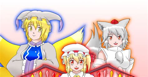 東方 東方 八雲藍、犬走椛、フランドール・スカーレットで記念撮影 トーリのうごイラ Pixiv