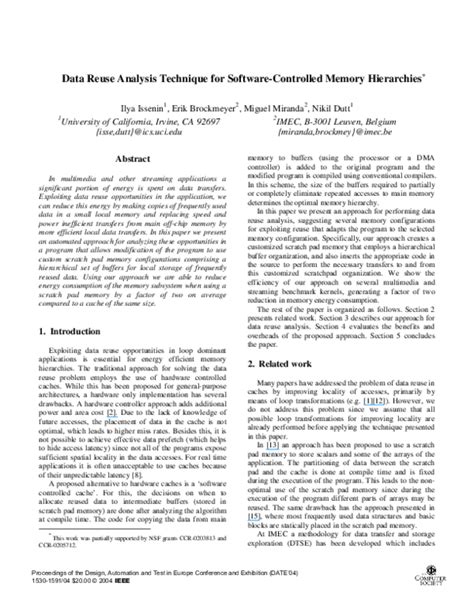 Pdf Data Reuse Analysis Technique For Software Controlled Memory Hierarchies