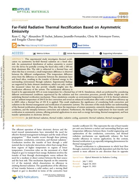 Pdf Far Field Radiative Thermal Rectification Based On Asymmetric Emissivity