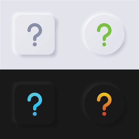 Question Mark Symbol Button Icon Set Multicolor Neumorphism Button Soft UI Design For Web