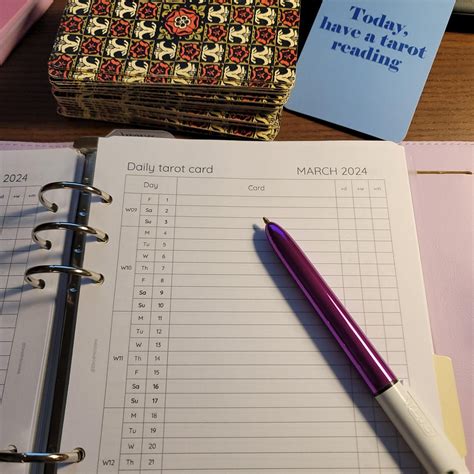 Daily Tarot Cards Tracker Calendar 2024 Etsy