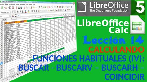 Tutorial Libreoffice Calc 14 34 Calculando Funciones Iv Buscar Buscarv Buscarh