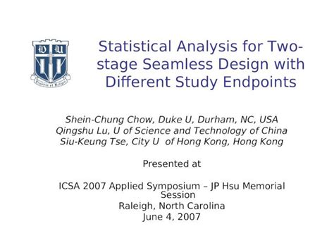 PPT Statistical Analysis For Two Stage Seamless Design With Different