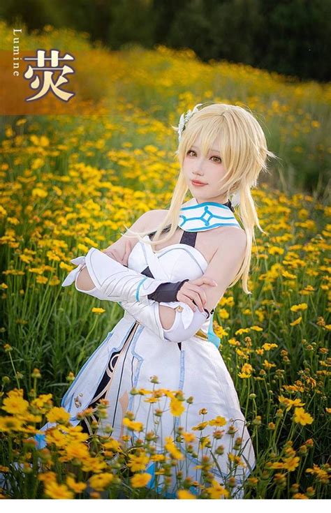 Lumine Genshin Impact Cosplay Full Set With Wig Womens Fashion
