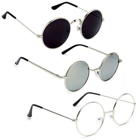 Buy Phenomenal Round Unisex Sunglasses Black Silver Clear Men