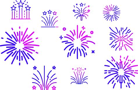 Firework Gradient Outline Vector Art Graphic By Tkanok007 · Creative