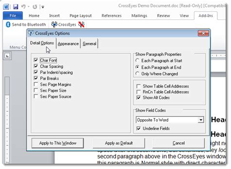 Easily View Formatting Codes In Word Using CrossEyes
