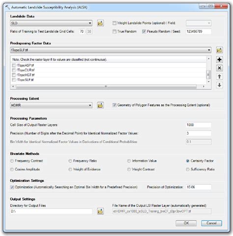 Interface Of Alsa Automatic Landslide Susceptibility Analysis 30