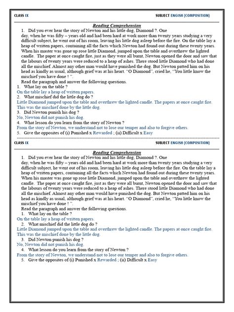 Class Ix 2024 25 English Composition Reading Comprehension Print