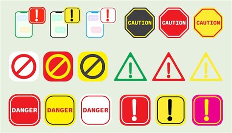 Premium Vector Collection Icon Symbols With Caution Symbols Set Of Warning