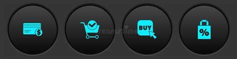 Set Credit Card And Dollar Shopping Cart With Check Mark Buy Button