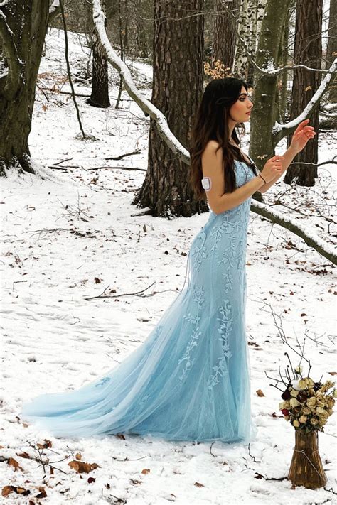 Blue Mermaid Spaghetti Straps Criss Cross Back Long Prom Dress Kissprom